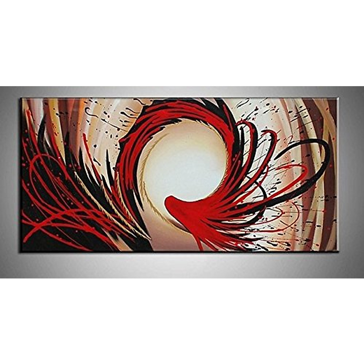 Seekland Art Hand Painted Abstract Oil Painting on Canvas Modern Wall Deco Artwork Framed Ready to Hang Contemporary Picture (Framed 48 * 24 inch)