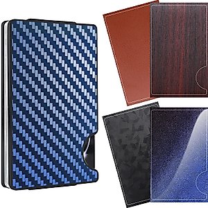 ANTWAY Metal Wallet Sticker Skin Protector Set 5 Pieces, PVC Film Skin Wrap Protective for Card Holder, 3D Wrap Skins for Slim Wallet, Protective Skin of Metal Wallet for Men and Women (Deep)