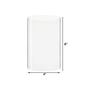 CYS EXCEL D-4" H-6" Glass Open Ended Hurricane Candleholder Bottomless Cylinder Sleeve Clear Chimney Shade Tube Cover, 1 Piece