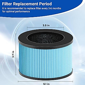 MK01 & MK06 True HEPA Filter Replacement for MK01 MK06, TZ-K1 and DH-JH01 Air Purifier, Standard Version, Blue, 2 Pack