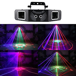 Pattern Party Light, Four Beam Effect,Scan Pattern Lights, Party Lights by DMX Control, Stage Lights for Festive - Home Dance Party Disco Bar Club Light Projecter
