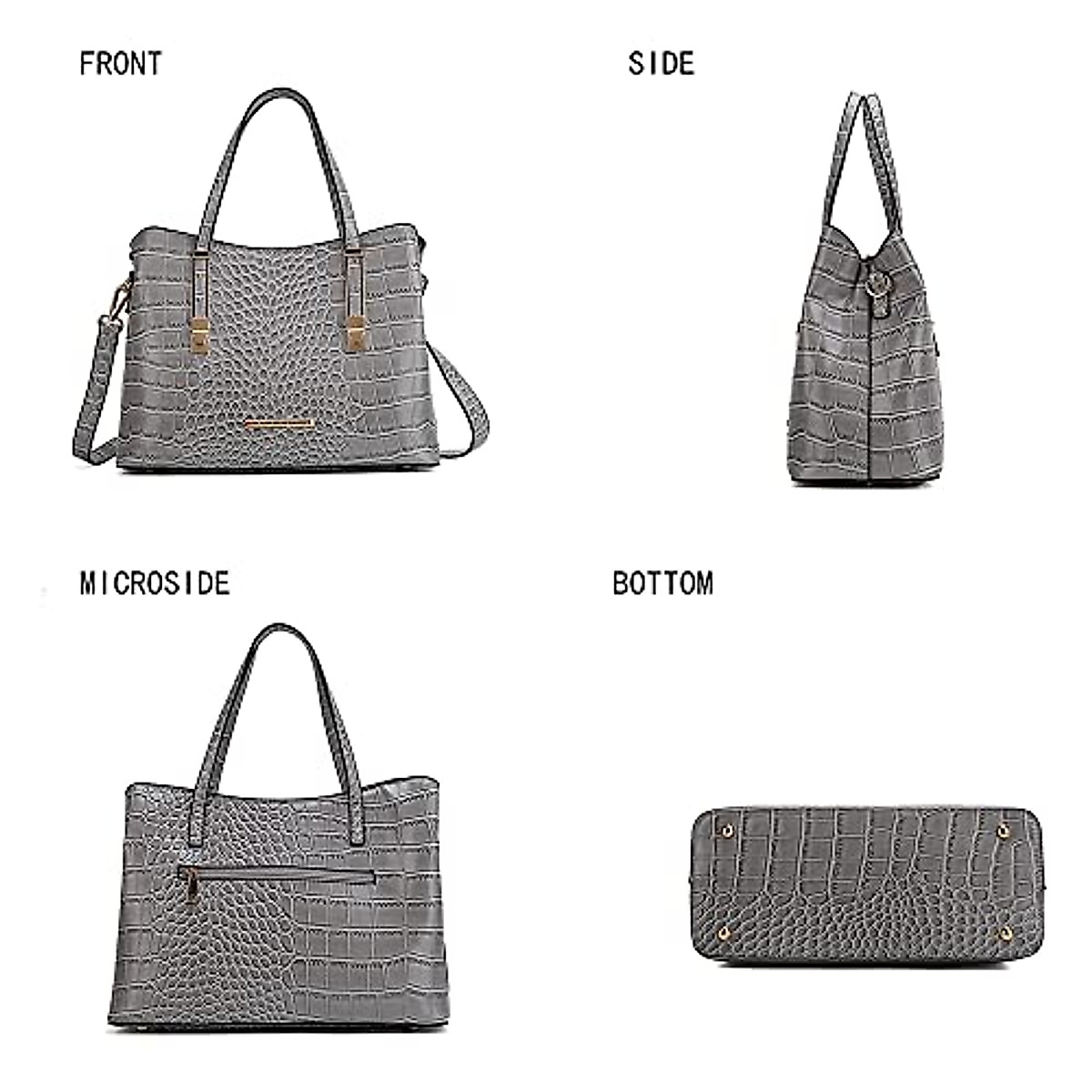 MKF Collection Tote Bag for Women, Crocodile Embossed Vegan Leather Fashion Designer Satchel Handbag Crossover