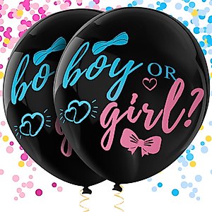 Wsaeig Gender Reveal Balloon Pop - 36 Inch Baby Gender Reveal Balloons With Confetti,2 Pcs Boy or Girl Balloon Gender Reveal Black Large,Big Balloon Gender Reveal Ideas