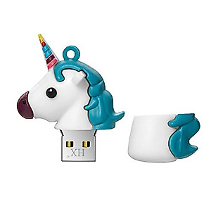 USB Flash Drive, 8GB / 16GB / 32GB / 64GB Cute Silicone USB 2.0 USB Memory Stick Data Storage Pendrive Thumb Drives (64GB, Blue Unicorn)