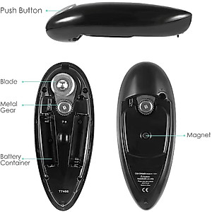 Hands Free Battery Operated Electric Can Opener Open Most Can Smooth Edge, Automatic Can Opener for Seniors, Arthritis, and Chefs, Electric Can Openers for Kitchen Food-Safe Magnetic Catches Cover