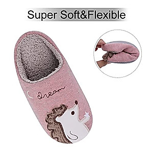 Kids Animal Slippers Hedgehog House Slippers with Memory Foam for Girls and Boys Winter Indoor Shoes, Pink Size 3-4