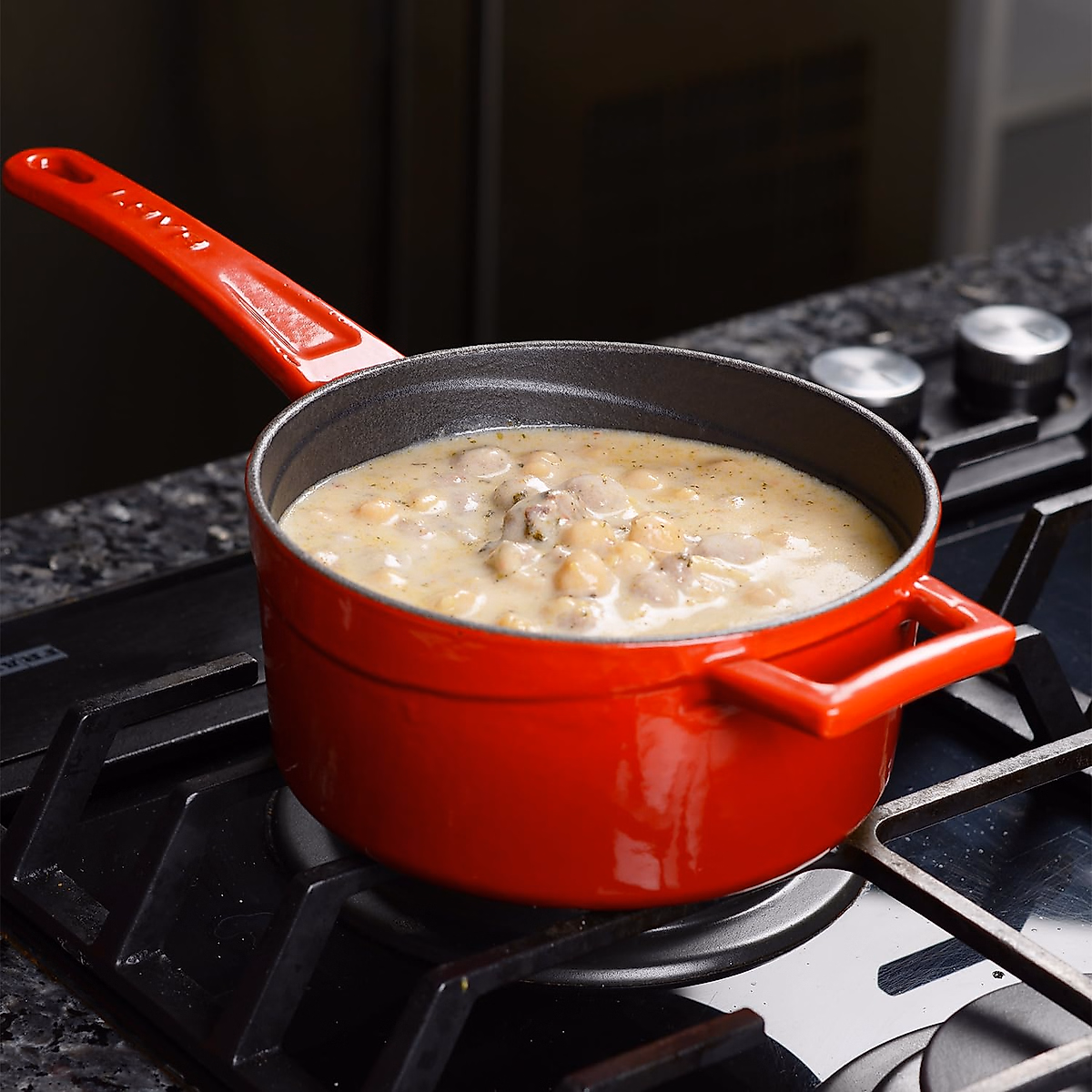 Lava Signature Enameled Cast-Iron 1 Quart Sauce Pan with Iron Handle, Cobalt Blue