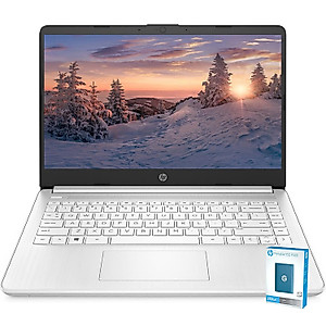 HP 2022 Premium 14-inch HD Thin and Light Laptop, Intel Dual-Core Processor, 16GB RAM, 64GB Storage, Long Battery Life, Webcam, Bluetooth, HDMI, Wi-Fi, White, Windows 11 + 1 Year Microsoft 365