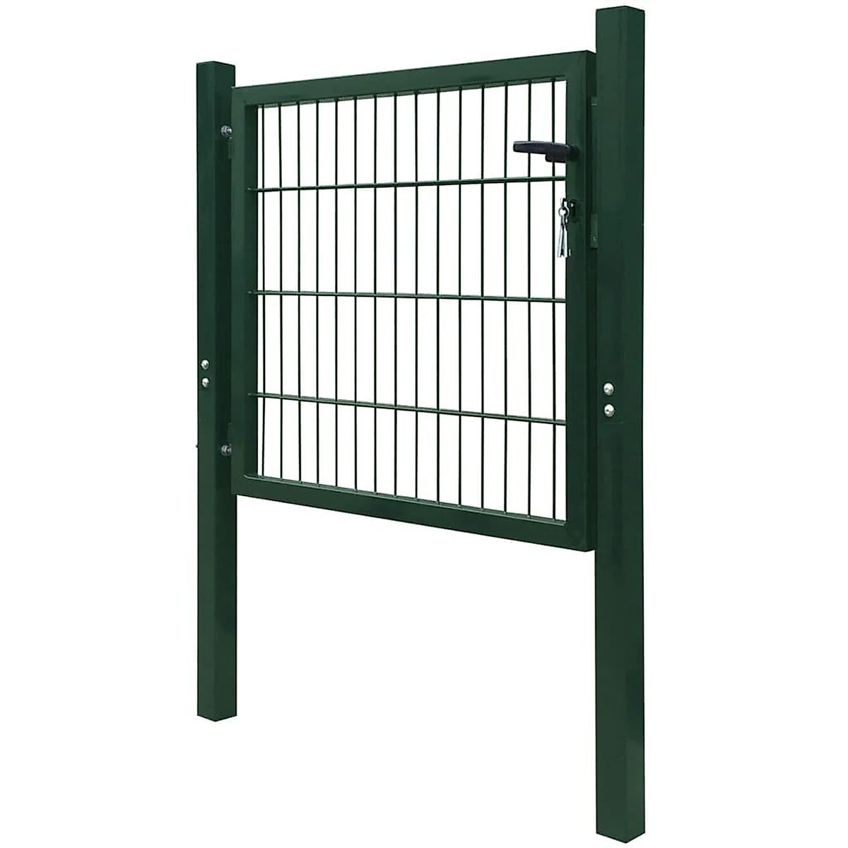 GOLINPEILO Fence Gate Garden Mesh Gate Outdoor Fence Gate Metal Fencing with Posts Spike Galvanized Steel Patio Entrance Barrier for Outdoor, Yard, Patio, Entry Way 41.7"x51.2" Green -AA