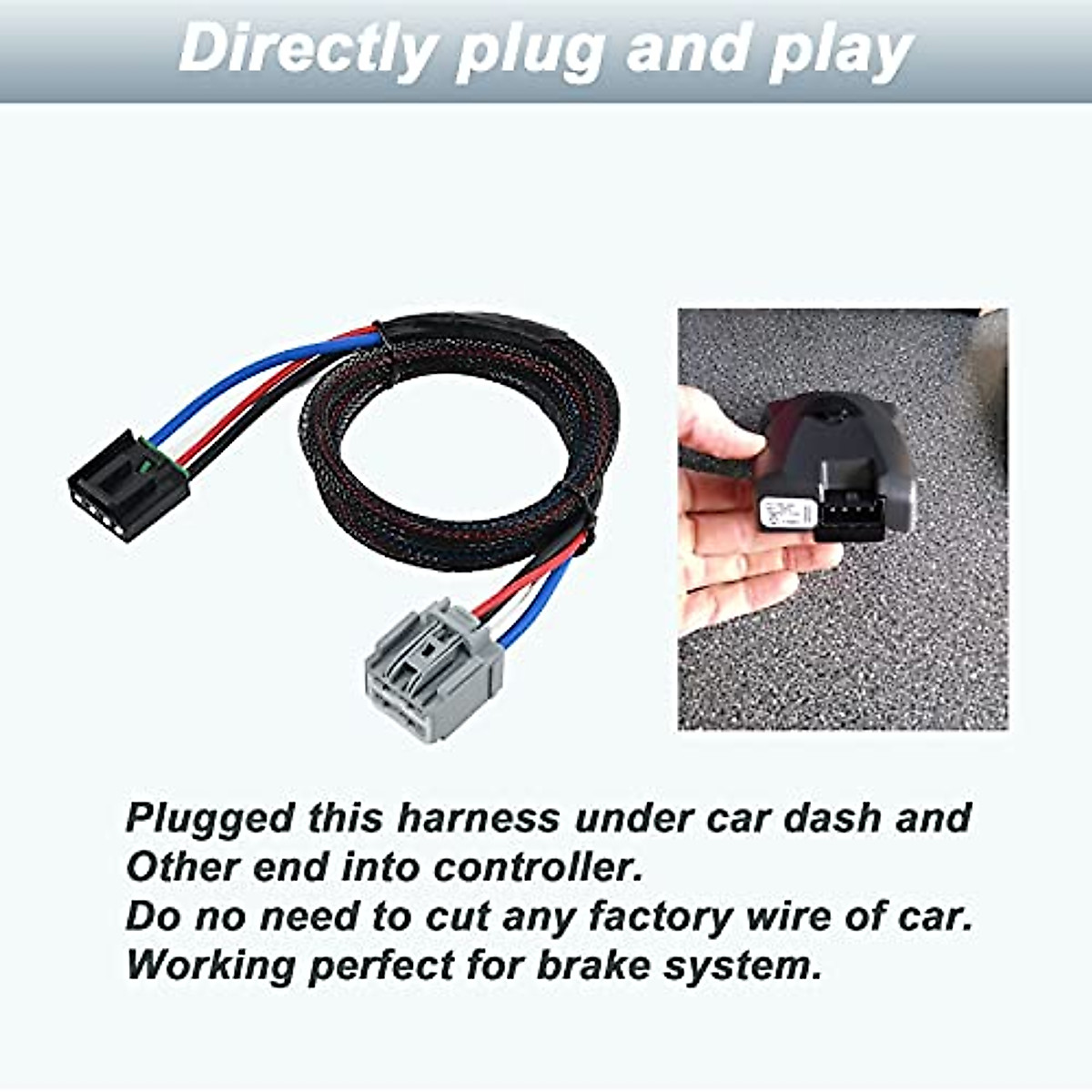 RED WOLF Brake Control Wiring Harness Adapter Fit Dodge Ram Chrysler w/Multifunctional 4 to 7 Way Pin Flat Trailer Converter Connector, 7 Round Blade Trailer Camper Towing Brake System Mount