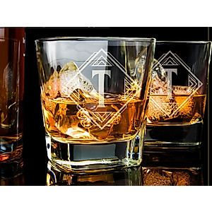 Decanter Set with Glasses Personalized, 3 PC - 25 Icon Options, Engraved Liquor, Whiskey Decanter Set with State Name, Last Name & Date, Classy Gifts for Men, Dad, Husband, Anniversary