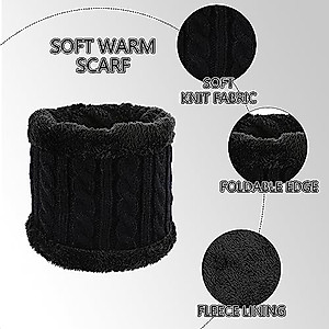 Fuyamp Kids Winter Hat Scarf Earmuffs and Gloves Set for 1-8 Year Girls and Boys, Knit Warm Toddler Winter, Lined Thermal Sets with Pompom(1-8 Year black)