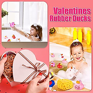 Leitee 48 Pieces Valentine Rubber Ducks Heart Rubber Ducks Red and Pink Valentine Ducks Valentines Day Party Favors Mini Ducks Bulk for Valentines Day Birthday Decoration, 8 Styles