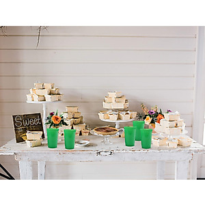 Fasmov 30 Pack 16 oz. Plastic Cups Plastic Tumblers Blank Reusable Drink Tumblers for Parties, Events, Marketing, Weddings, Green