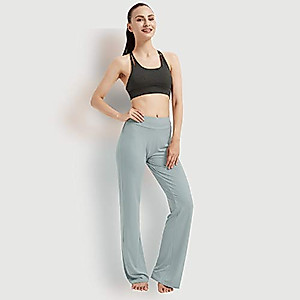 FELEMO Bootcut Flare Yoga Pants for Women Loose Fit High Waisted Yoga Sweatpants for Women Bootleg Work Pants Plus Size Maternity Lounge Pants Tummy Control Soft Bootcut Workout Pants, Light Grey 3XL