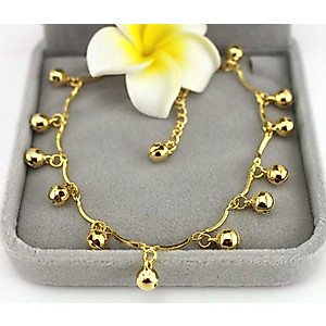 Rosary Bracelet Barefoot Bells Women Foot Bracelet Ankle Jewelry Beach Sandal Anklet - Ankle Bracelets for Women Teen Girls Jewelry Gifts (Gold, One Size)