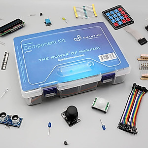Quantum Hardware Component Electronic Starter Kit with Solderless Breadboard, Jumper Wires Kit, LEDs & Resisitor Kit, Various Sensors for Arduino/for Raspberry pi/ESP32/ESP8266