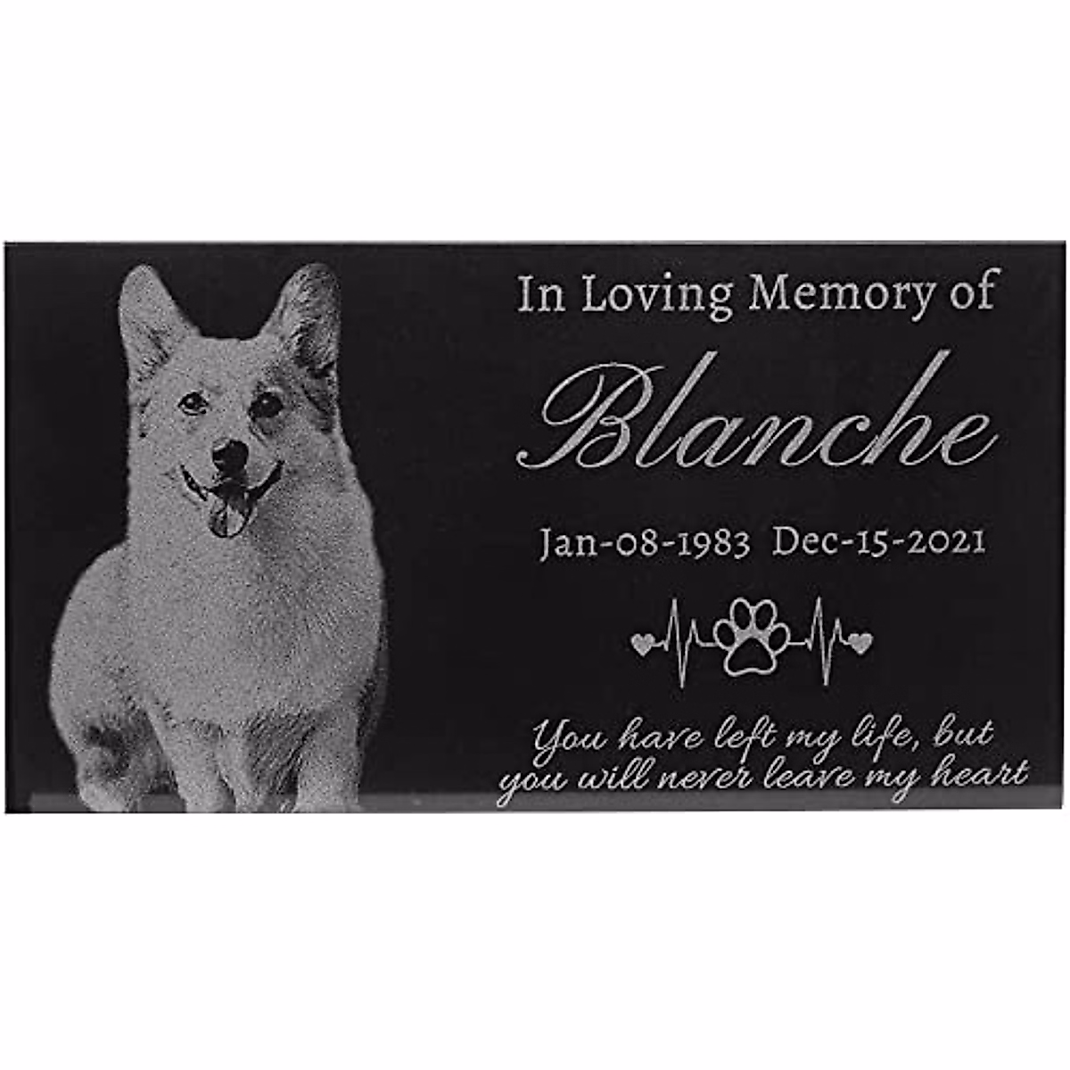 GYGYL Pet Memorial Stones, Black Granite Memorial Garden Stone Engraved with Pet's Photo, Customized Grave Marker, Gifts for Someone Who Lost a Loved One, or Pet, Dog, Cat (11X6 inches)