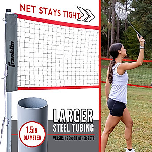 Franklin Sports Elite Badminton Net Set - Includes Badminton Rackets, Poles/Net, Stakes, Ropes, Boundary Kit - Beach or Backyard Volleyball Badminton- Easy Setup,Black