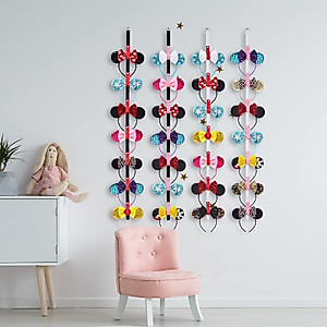 Nuolich 4Pcs Mouse Ears Headband Holder Polka Dot Vertical Organizer Hanging Wall Display Decor Hair Accessories Holder