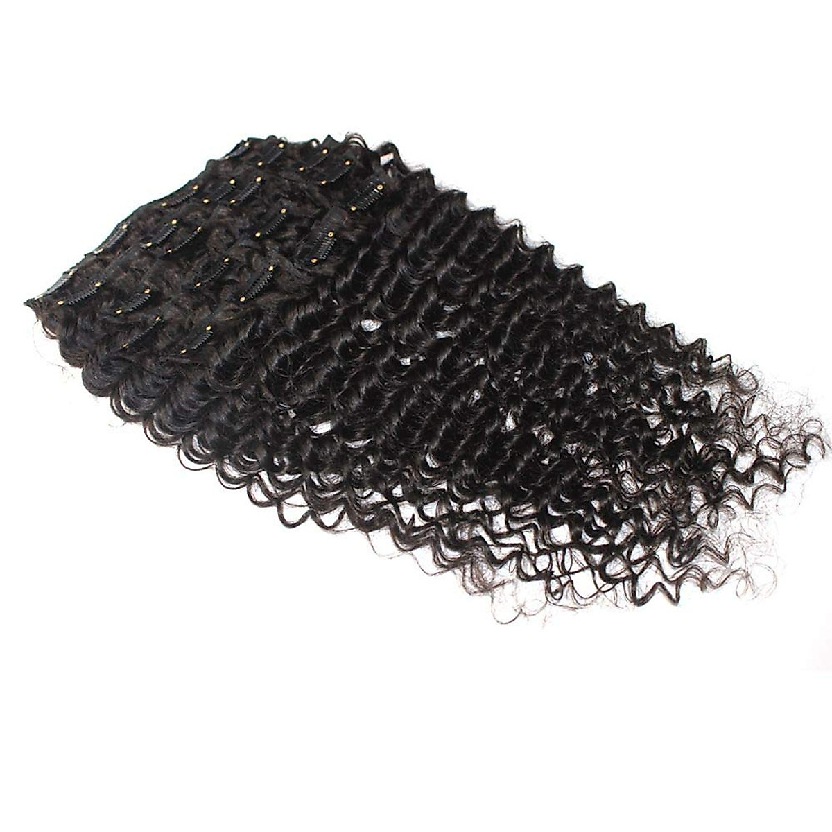 Forawme 100 Remy Curly Hair Extensions Clip In #1B Black 20 Inch 120g 8pcs/lot 20 Clips Hair Extensions