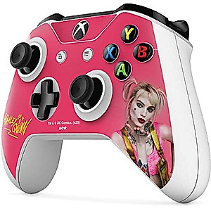 Skinit Decal Gaming Skin Compatible with Xbox One S Controller - Officially Licensed Warner Bros Harley Quinn Blowing Kisses Design