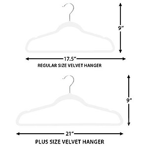 Home Expressions 21" Extra Wide, Plus Size, 20 Pack Premium Velvet Hangers 21"x9" … (Ivory)