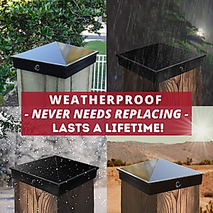 WeatherPRO Black 4x4 Fence Post Caps (3.5”) 4 Pack, Never Have to Replace These Premium Post Caps Made with Solid Aluminum. Powder Coating Never Fades, Sold by U.S. Company.