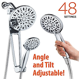 AquaDance High-Pressure 48-mode 3-way Shower Spa Combo with Adjustable 18" Extension Arm for Easy Reach & Mobility Enjoy Luxury 7" Rain & Handheld Shower Head Separately or Together-All-Chrome Finish