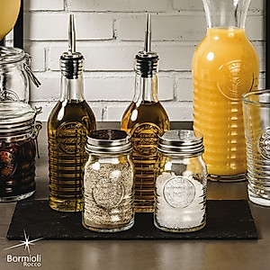 Bormioli Rocco Officina 1825 Salt And Pepper Shaker, Set Of 2, Clear, 8 Oz. Stain Resistant, Durable Glass Jars, Dishwasher Safe.