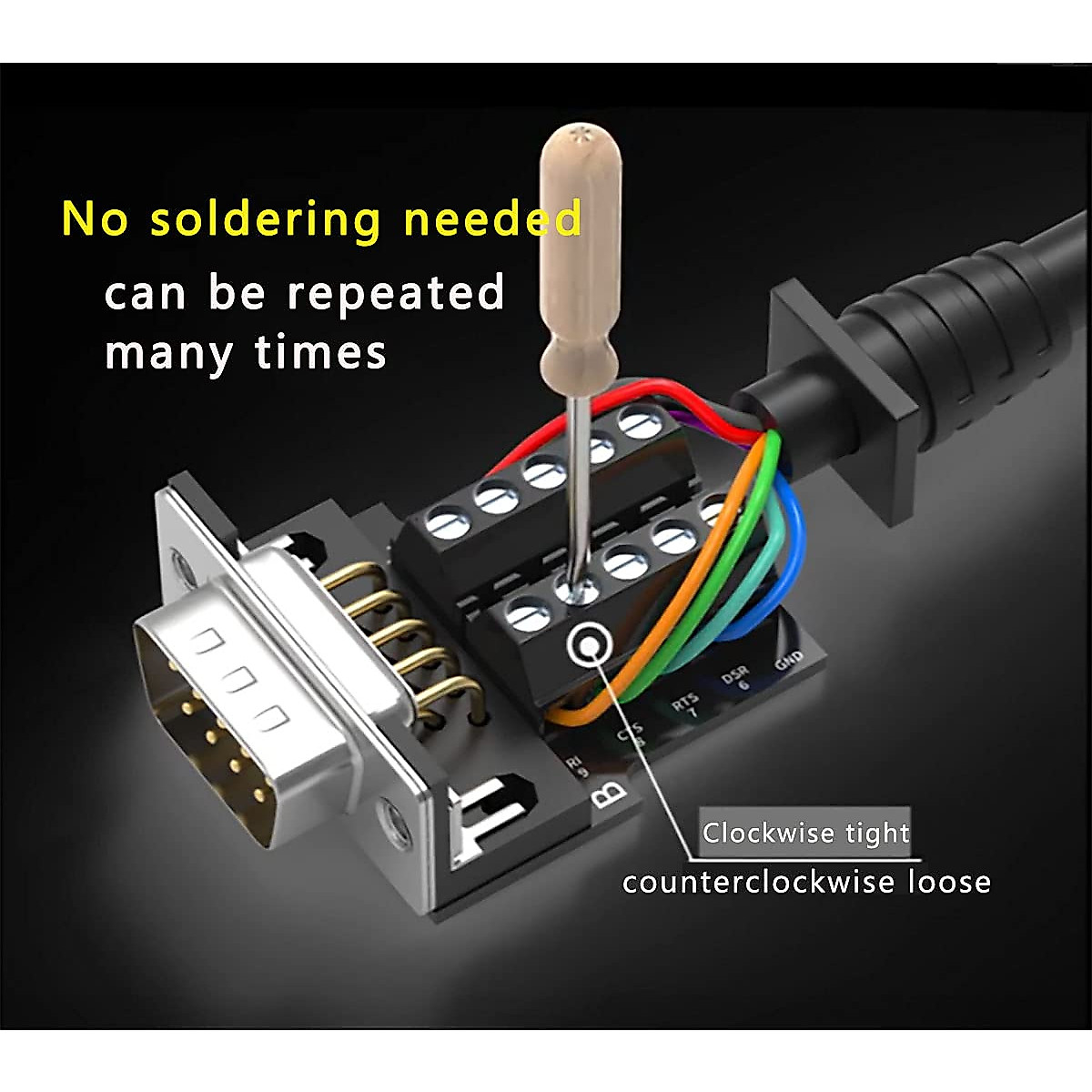 JUXINICE 2Packs DB9 Serial Adapters No Soldering Needed. D-SUB 9-pin RS232 RS485 Adapter to Terminal Connector Signal Module with Bolts Nuts and Screwdriver (1PCS Male+1PCS Female)
