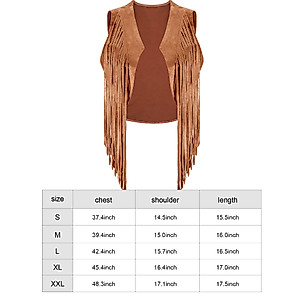 Zhanmai Fringe Vests Cowgirl Outfits for Women Faux Suede Tassels 70s Hippie Clothes Vest Jacket Western Cowgirl Hat(Brown, M)