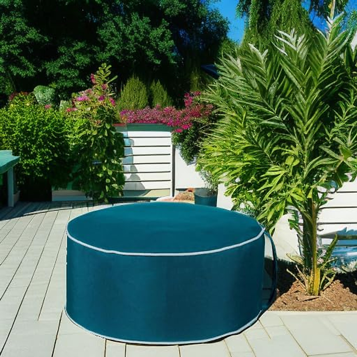 QILLOWAY Indoor/Outdoor Inflatable Stool,Round Ottoman,All Weather Foot Rest for Kids or Adults, Camping or Home (Navy Blue)