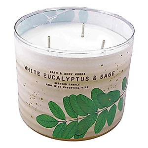 Bath and Body Works White Barn White Eucalyptus Sage 3 Wick Candle 14.5 Ounce Notes: White Eucalyptus, Mineral Sage, Frozen Pine