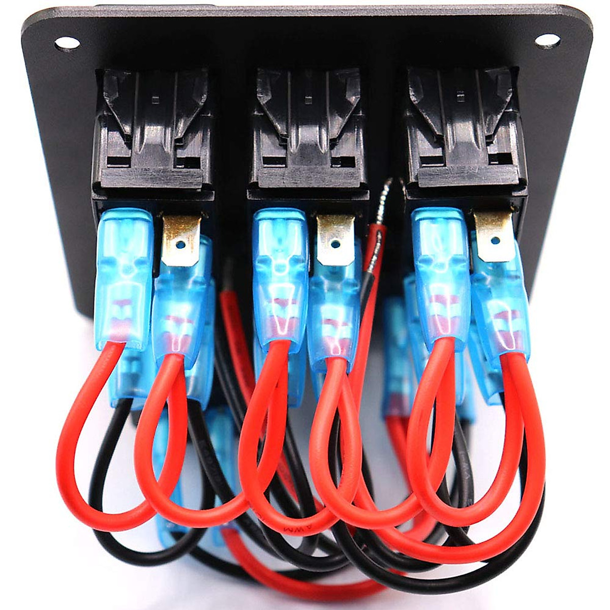 3 Gang Waterproof Marine Boat Rocker Switch Aluminum Panel, DC 12V/24V 5 Pin ON-Off Switch, with Upgrade Arc LED Digital Display Voltmeter and 4.8A Dual USB Slot Socket for Boat Car Rv Vehicles Truck