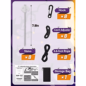 8 Sets Metal Inflatables Stakes- Heavy Duty Inflatable Stakes and Tethers, Yard Ground Blow Up Stake Pegs for Halloween Christmas Outdoor Inflatable Decoration Tie Downs