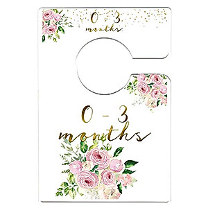 Mumsy Goose Nursery Closet Dividers Mauve Floral Baby Clothes Dividers Girl Grey Pink and Gold Closet Organizers