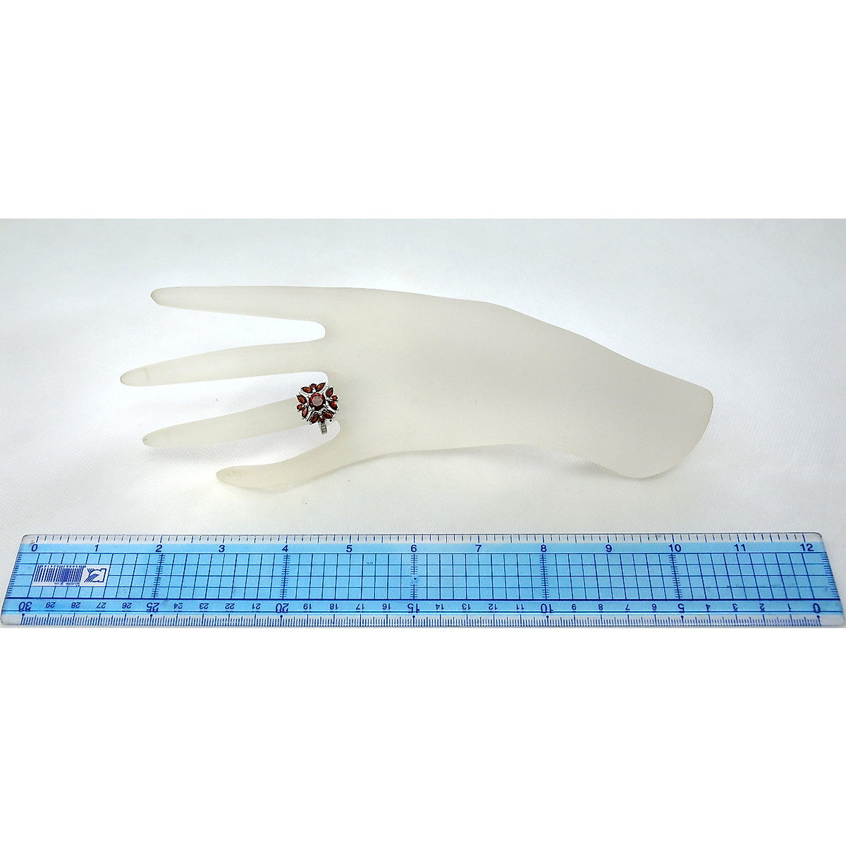 RB Gems Sterling Silver 925 Ring GENUINE GEMSTONE 3 Cts Flower Ring with Rhodium-Plated Finish (11, garnet)