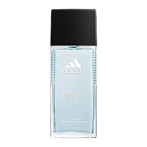 Adidas Moves Him Body Fragrance 2.5 fl oz (Pack of 1) , Notes of Green Apple, Cedarwood, Musk, Men's Fragrance, Long Lasting, Sporty Fragrance, Travel Size
