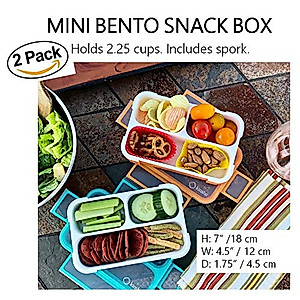 kinsho MINI Lunch-Box Snack Containers for Kids | SMALL Bento-Box Portion Container | Leak-proof Boxes for School Work Travel | Best for Adults Boys or Girls | Blue + Orange Set of 2