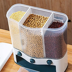 BhshuidlS Dry Food Dispenser Container 3 Grid Rice Storage Dispenser Container Grain Dispenser for Small Granular Grains