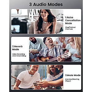 Kingwell Wireless Lavalier Microphone for iPhone, 2 Mini Microphones with Clearer Audio, Wireless Lapel Microphone for Video Recording, Interview, Vlog (White)