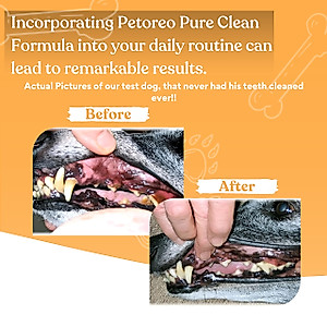 PETOREO Dog Teeth Cleaning Powder-Dog Breath Freshener Powder-Dog Bad Breath Treatment-Tartar Remover-Dental Care Supplies for Dogs & Cats, 30 Scoops