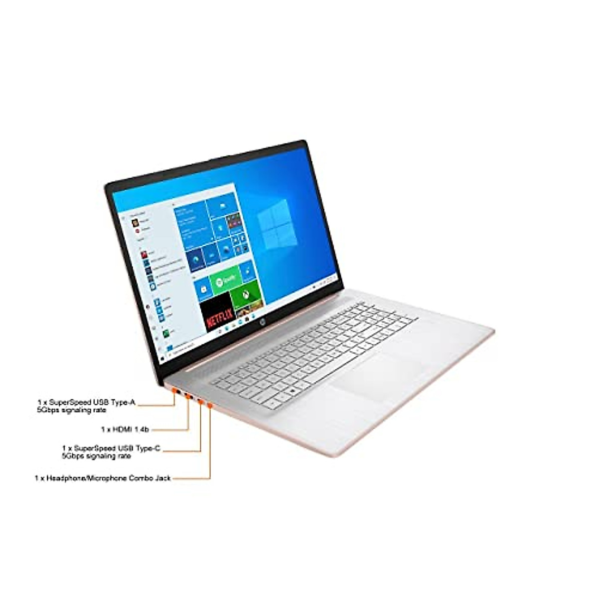2021 Newest HP Pavilion 17 Laptop, 17.3" HD+ Touchscreen Screen, AMD Ryzen 3 5300U(Beats i7-8265U), 16 GB RAM, 512GB PCIe NVMe SSD, Long Battery Life, Webcam, Mics, WiFi, Windows 10 Home, Rose Gold