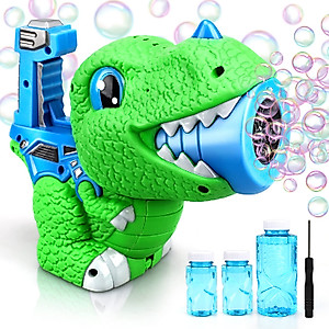 TOY Life Dinosaur Bubble Gun for Toddlers with 3 Bubble Refill Solutions, Bubble Machine for Kids Ages 4-8, Bubble Kids Leaf Blower, Bubble Blaster Gun, Bubble Maker, Easter Bubble Gift for Kids