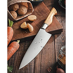 HEZHEN Chef's Knife-Professional-8.3 inch 14C28N Sandvik Steel, Kitchen Knife Gyuto Knife-Master Series Chef Cooking Tool at Home,Restaurant-Olive Wood Handle