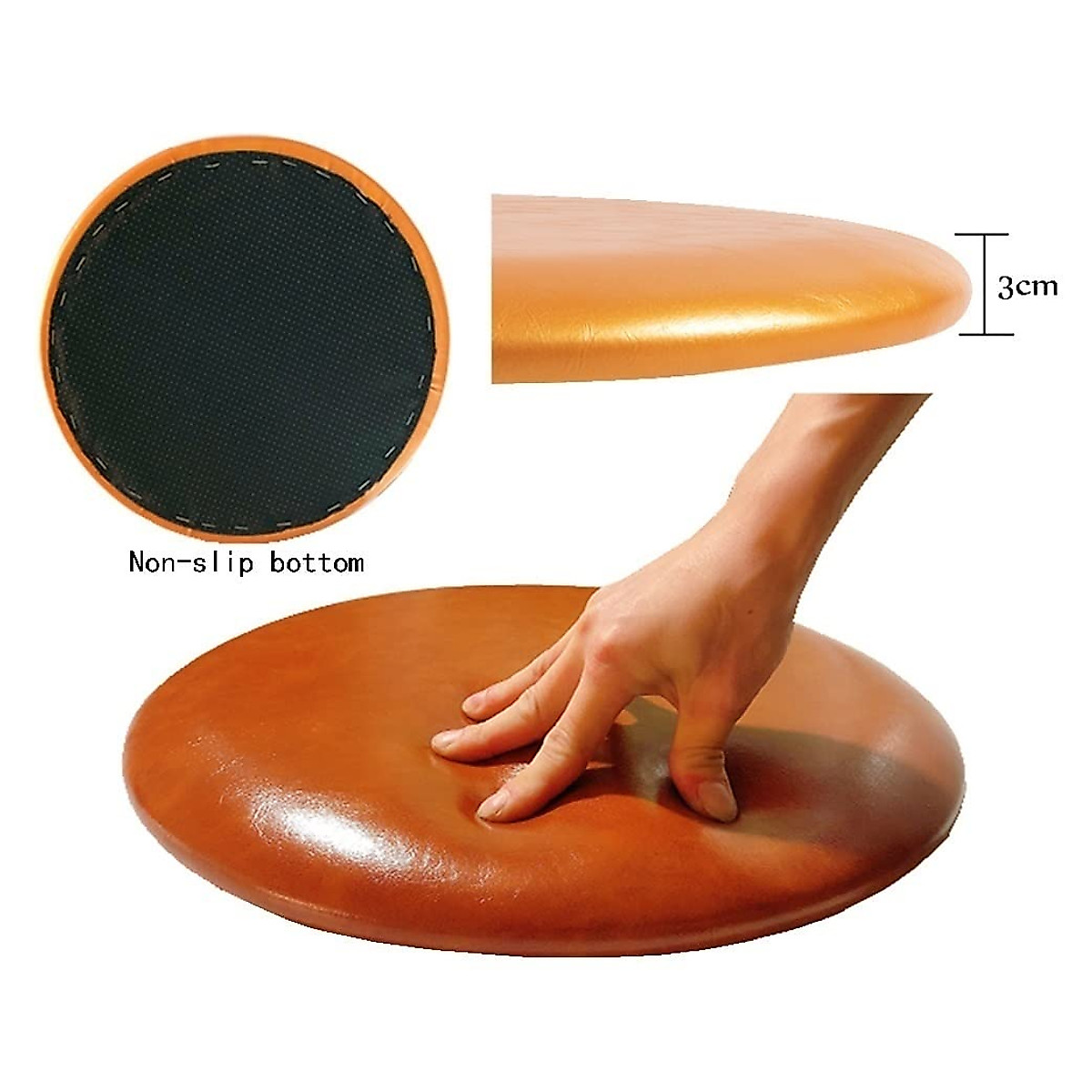 Round Waterproof Seat Cushions, Sponge Leather Chair Cushions, Non-Slip Carpet Mats, Kitchen Dining Garden Chair Pad Seat Pads (Color : Tender Pink, Size : 40cm)