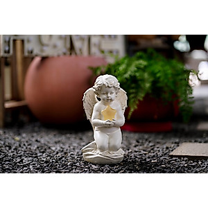 HONGRUIART Solar Powered Cherub Angel Light, Kneeling Praying Cherub Angel Statue with Solar Star Lights Garden Angel Decor for Home Outdoor Patio Lawn Mother's Day Remembrance Gifts