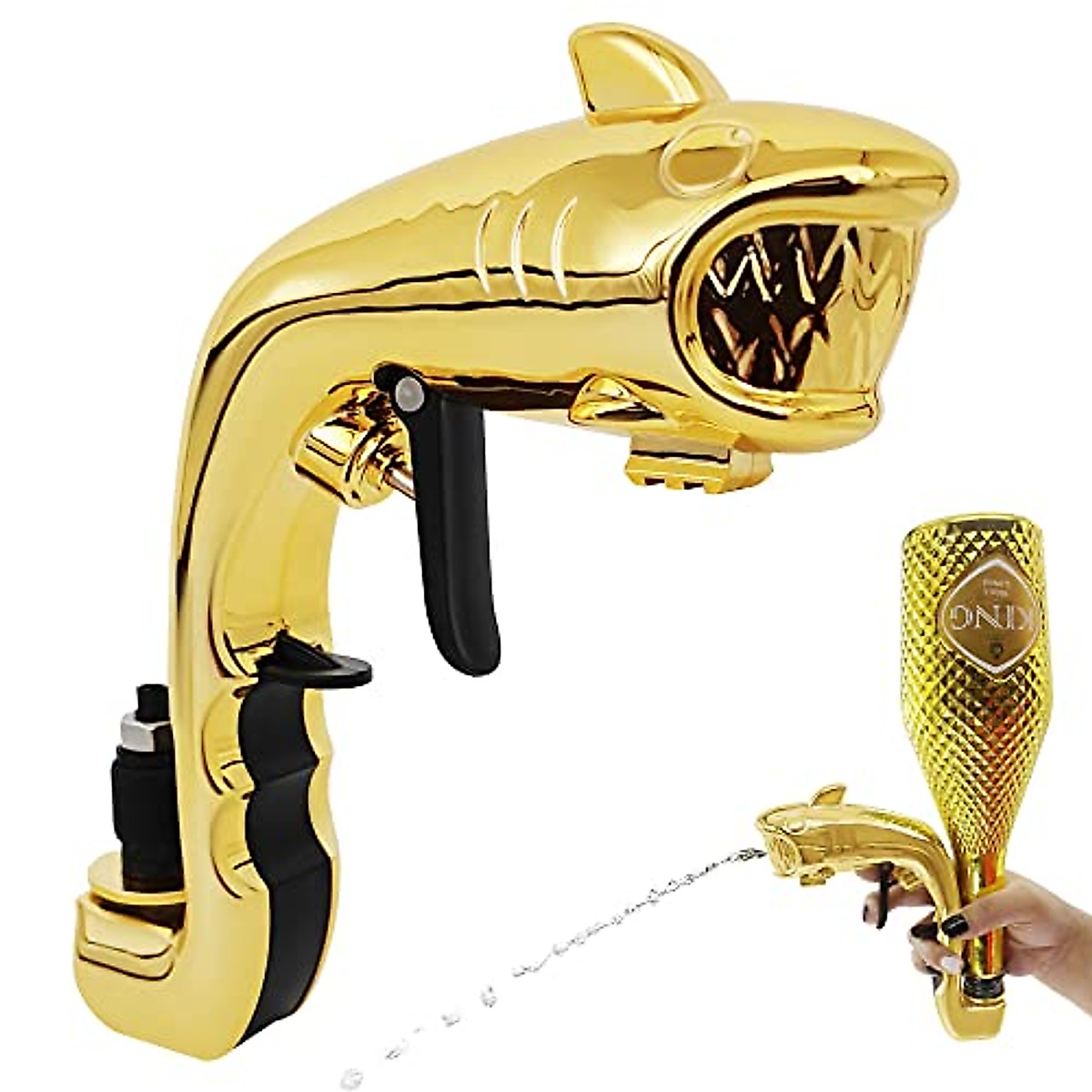 Champagne Gun Shooter,Adjustable Shark Champagne Spray Gun,Beer Gun Shooter with Longer Shooting Distance,Champagne Squirt Gun,Champagne Gun Sprayer,Party,Yacht,Birthday,Festival,Bar Atmosphere Props