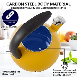 Chantal Anniversary Enamel on Steel Whistling Teakettle, 2 Quart, Marigold